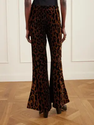 Alix Of Bohemia Farah Leopard-print Velvet Flare Pants