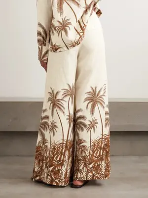 ANDRES OTALORA Desperte Printed Wide-leg Linen Pants - Brown