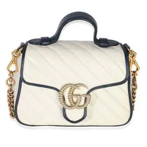 Gucci Gg Marmont Top Handle Bag - White