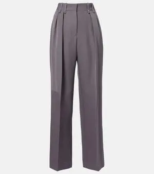 JIL SANDER Wool Gabardine Wide-leg Pants - Grey