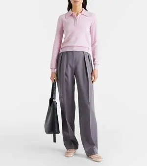 JIL SANDER Wool Gabardine Wide-leg Pants