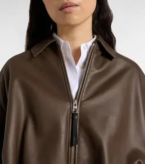 Loewe Draped Leather Jacket - Brown