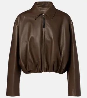 Loewe Draped Leather Jacket - Brown