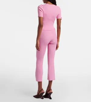 COURREGES Belted Ribbed-knit Capri Pants