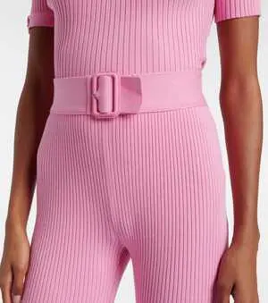 COURREGES Belted Ribbed-knit Capri Pants