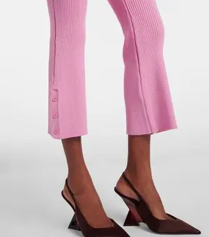 COURREGES Belted Ribbed-knit Capri Pants