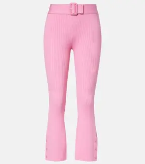 COURREGES Belted Ribbed-knit Capri Pants