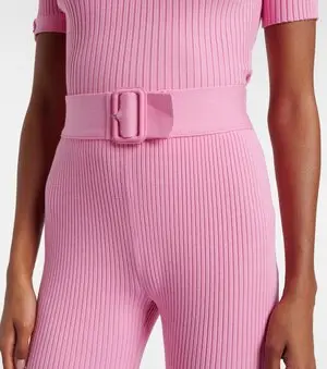 COURREGES Belted Ribbed-knit Capri Pants