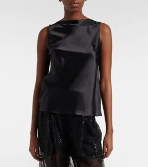 Nina Ricci Silk-blend Satin Top - Black