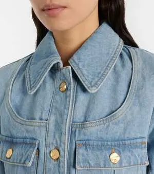 Nina Ricci Belted Denim Jacket - Blue