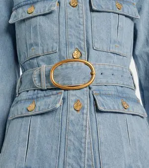 Nina Ricci Belted Denim Jacket - Blue