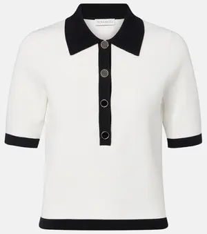 Nina Ricci Ribbed-knit Polo Shirt - White