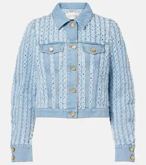 Nina Ricci Striped Denim Trucker Jacket - Blue