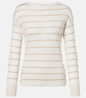 Max Mara Striped Cashmere And Silk Sweater - White