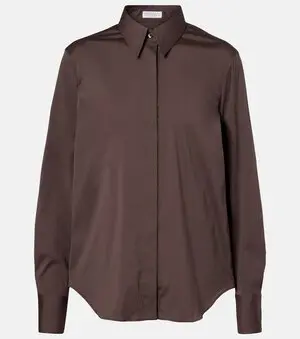 Brunello Cucinelli Monili Cotton-blend Top - Brown
