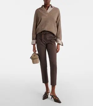 Brunello Cucinelli Monili Cotton-blend Slim Pants