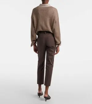 Brunello Cucinelli Monili Cotton-blend Slim Pants