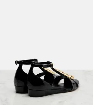 Chloé Cleia Studded Patent Leather Wedges