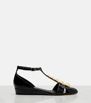 Chloé Cleia Studded Patent Leather Wedges
