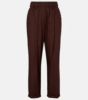 Brunello Cucinelli Straight Cotton Pants - Brown