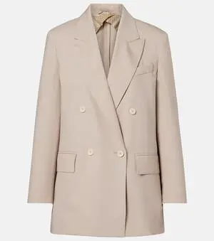 Max Mara Double-breasted Wool-blend Blazer - Beige