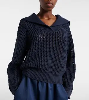 Brunello Cucinelli Cotton-blend Polo Sweater - Blue