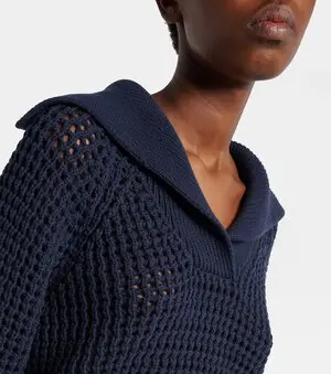 Brunello Cucinelli Cotton-blend Polo Sweater - Blue