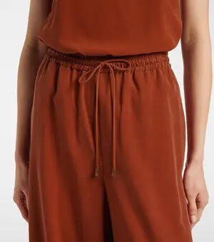 Max Mara Wide-leg Silk Trousers - Brown