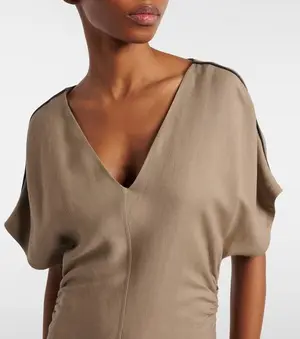 Brunello Cucinelli Monili Embellished Midi Dress - Beige