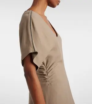 Brunello Cucinelli Monili Embellished Midi Dress - Beige