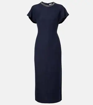 Brunello Cucinelli Monili Embellished Midi Dress - Blue