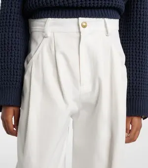 Brunello Cucinelli Wide-leg Cotton Pants - White