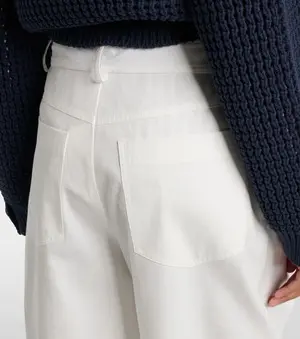 Brunello Cucinelli Wide-leg Cotton Pants - White