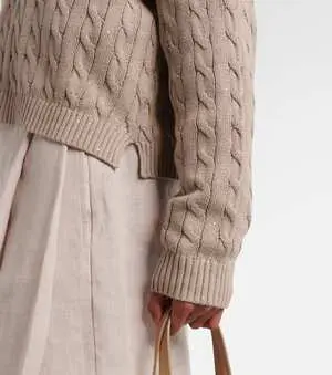 Brunello Cucinelli Cable-knit Cotton-blend Polo Sweater