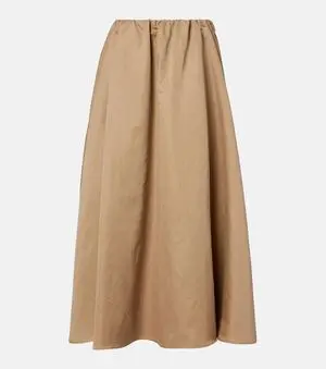 Brunello Cucinelli Cotton-blend Midi Skirt - Beige
