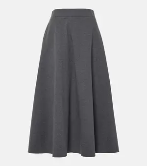 Brunello Cucinelli Cotton-blend Midi Skirt - Grey