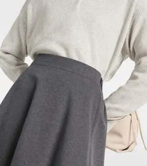 Brunello Cucinelli Cotton-blend Midi Skirt - Grey