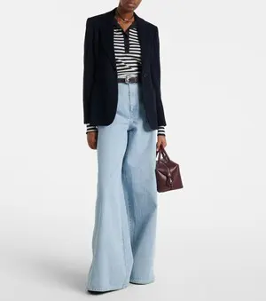 Max Mara Striped Cashmere Henley Sweater - White