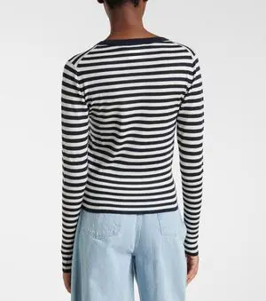 Max Mara Striped Cashmere Henley Sweater - White