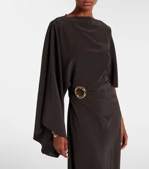 JOSEPH Joya Satin Twill Midi Dress - Brown