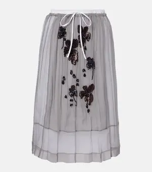 Prada Sequined Silk Chiffon Midi Skirt