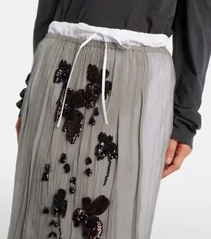 Prada Sequined Silk Chiffon Midi Skirt