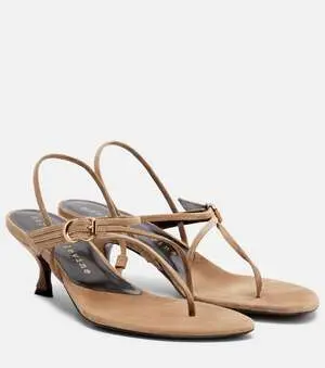 HERBERT LEVINE Starry-eyed 55 Suede Thong Sandals - Beige