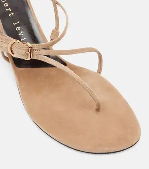 HERBERT LEVINE Starry-eyed 55 Suede Thong Sandals - Beige