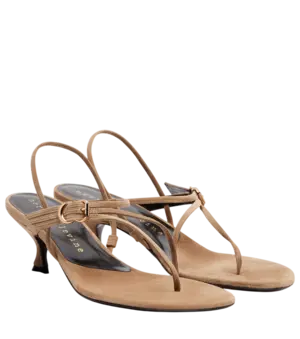 HERBERT LEVINE Suede Thong Sandals - Beige