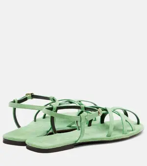 HERBERT LEVINE Suede Ankle Strap Sandals - Green