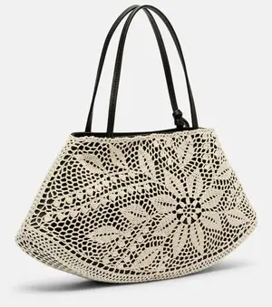 Magda Butrym Maya Small Crochet Leather-trimmed Shoulder Bag - White