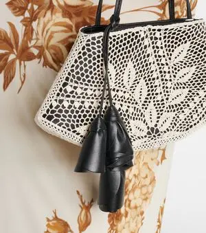 Magda Butrym Maya Small Crochet Leather-trimmed Shoulder Bag - White