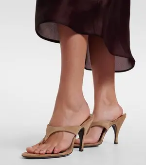 HERBERT LEVINE Suede Mules - Beige