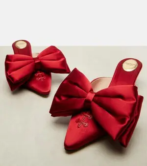 Valentino Garavani Yolande 45 Bow-detail Satin Mules